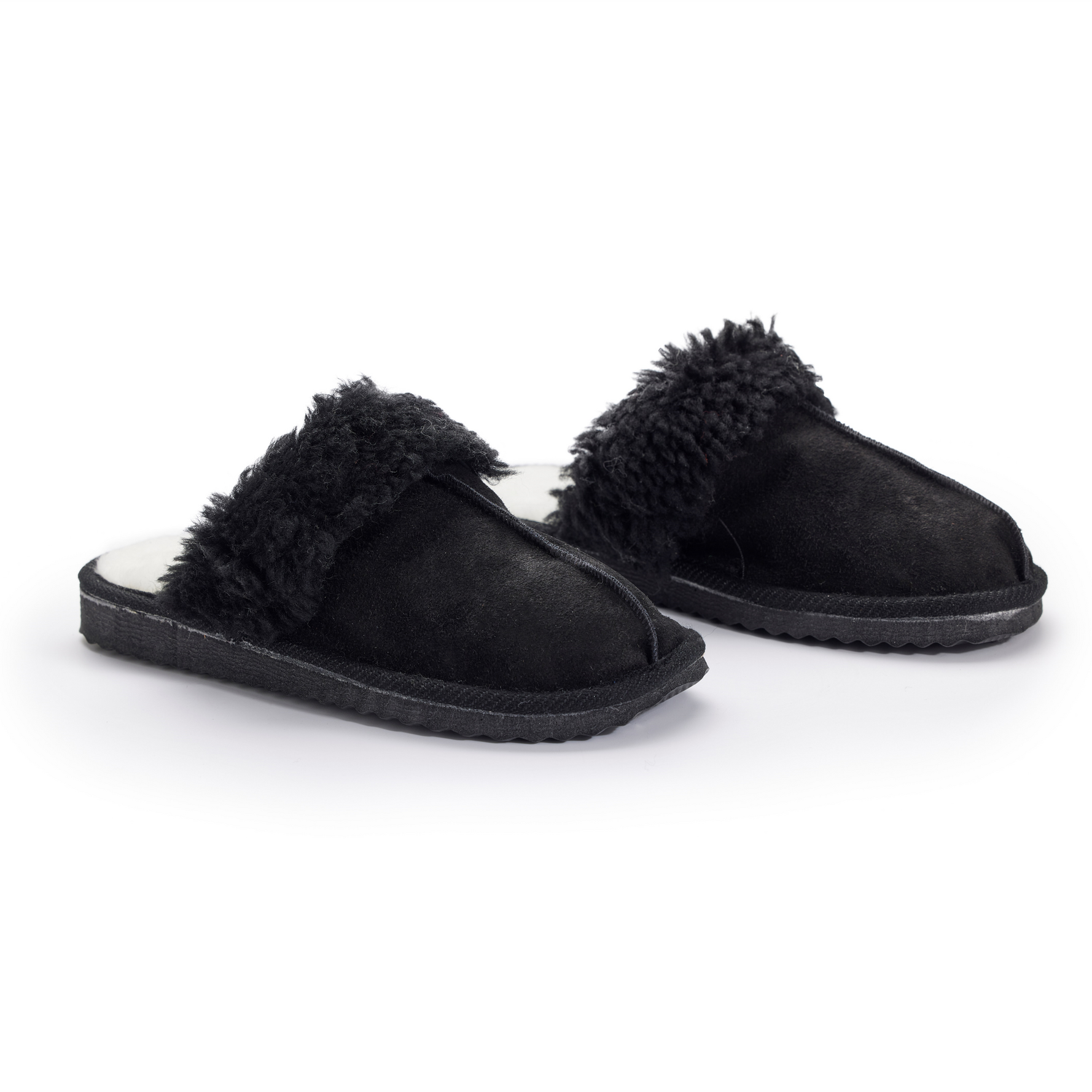 Evi Slip in Svart – elegant slip-in-toffla i varm merinoull ...